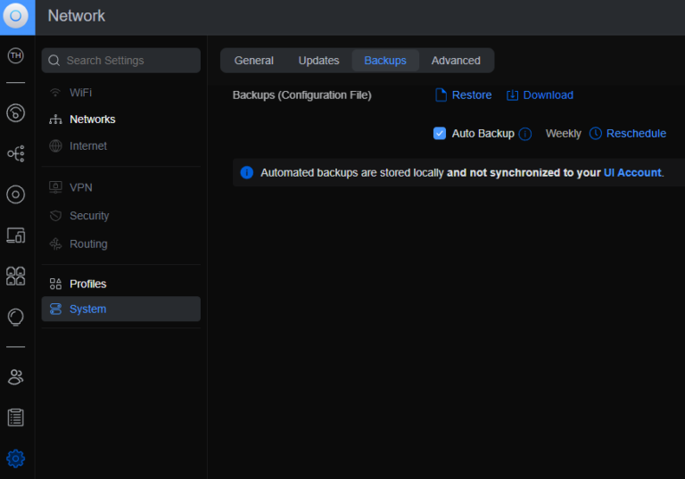UniFi Network Server Settings Backup and Export - theDXT