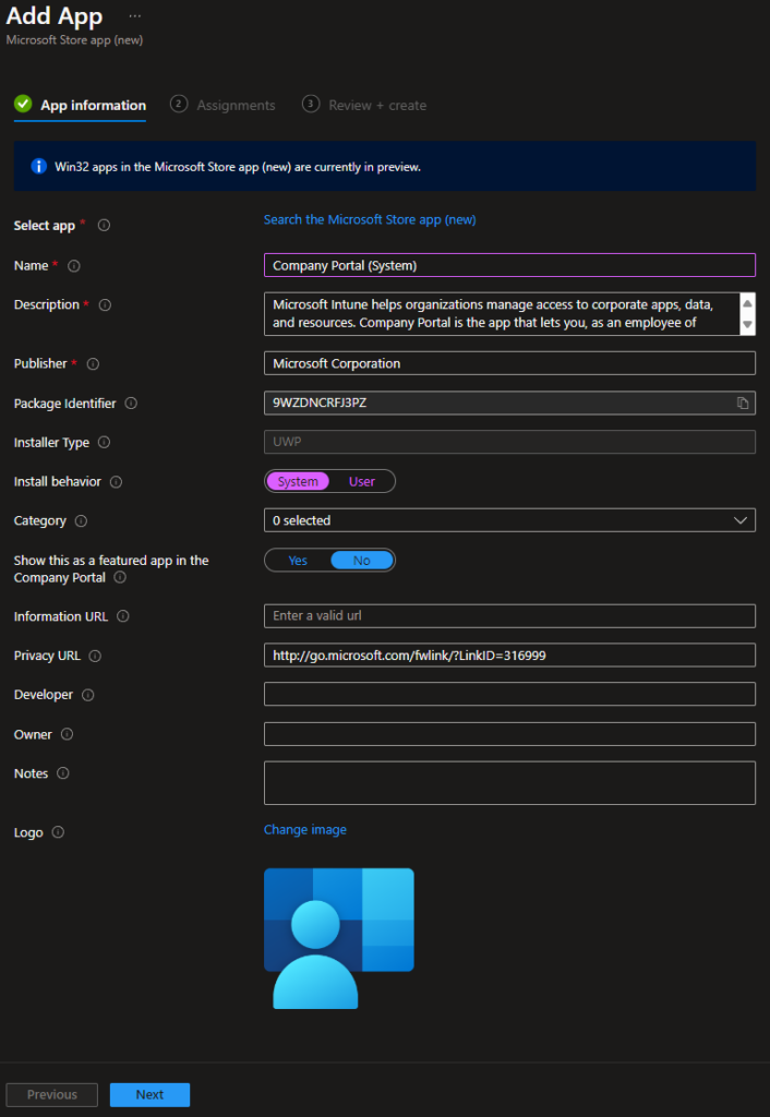 Intune Deploy Company Portal for Windows - theDXT