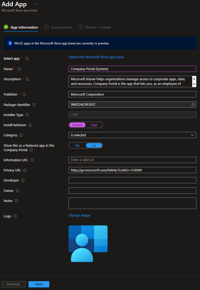 Intune Deploy Company Portal for Windows - theDXT
