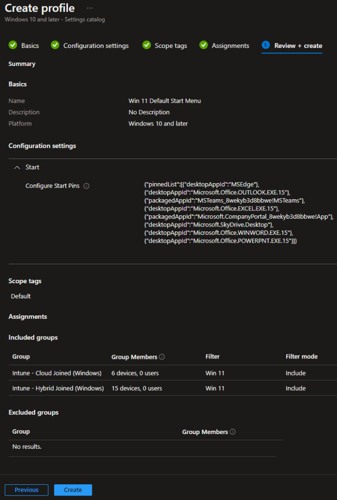 Intune Deploy Windows 11 Default Start Menu - theDXT