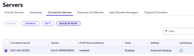 Omnissa Horizon Connection Server Backup - theDXT