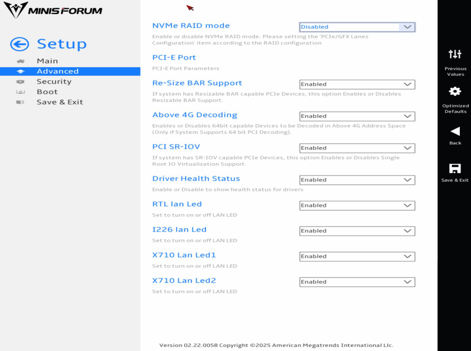 Minisforum MS-A2 BIOS Options - theDXT