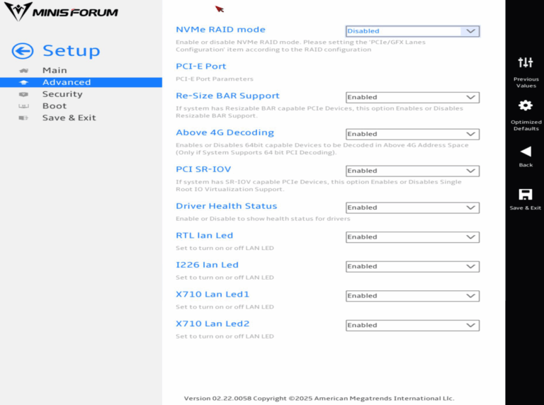 Minisforum MS-A2 BIOS Options - theDXT